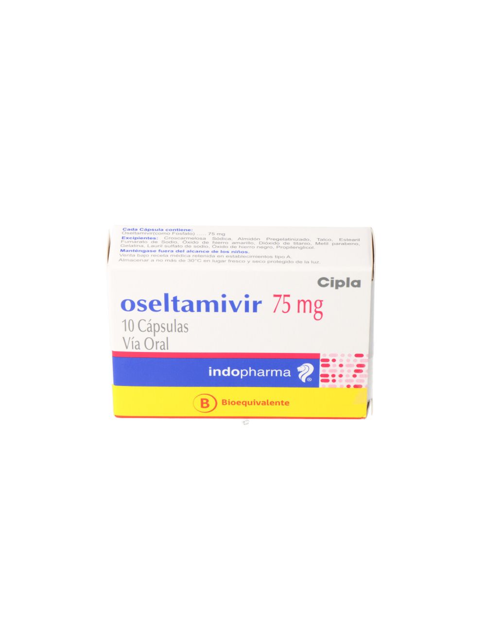 OSELTAMIVIR BIOEQUIVALENTE 75 MG 10 CAPSULAS INDOPHARMA