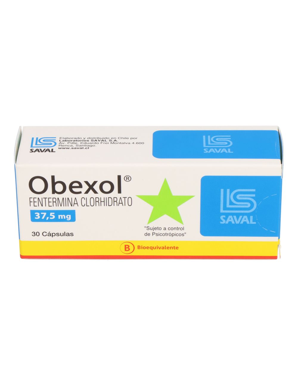 OBEXOL 37.5 MG FENTERMINA 30 CAPSULAS SAVAL CENABAST