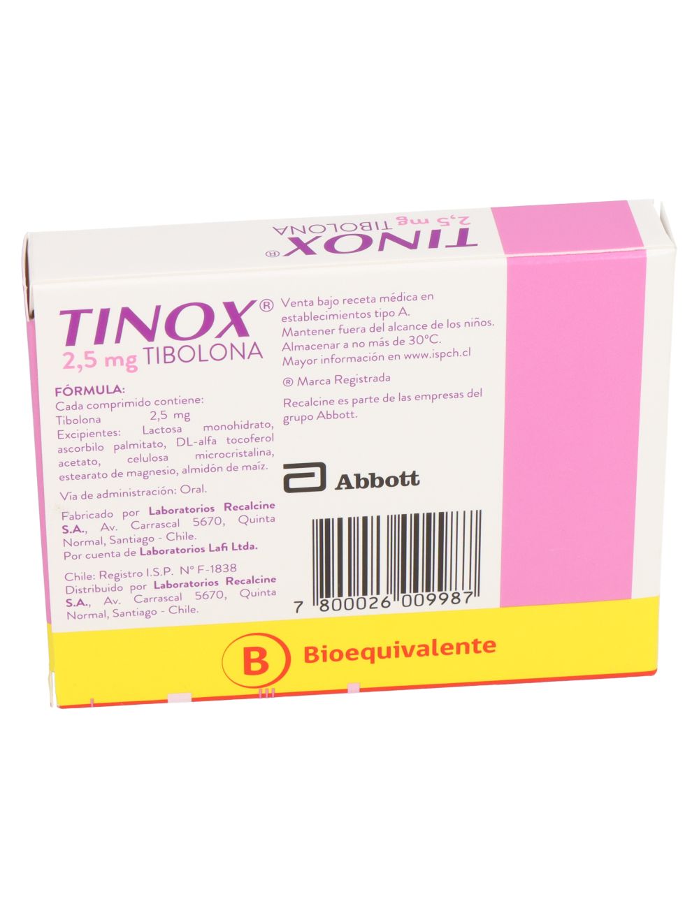 CENABAST TINOX 2,5 MG CAJ 30 COMP RECUBIERTOS ABBOTT