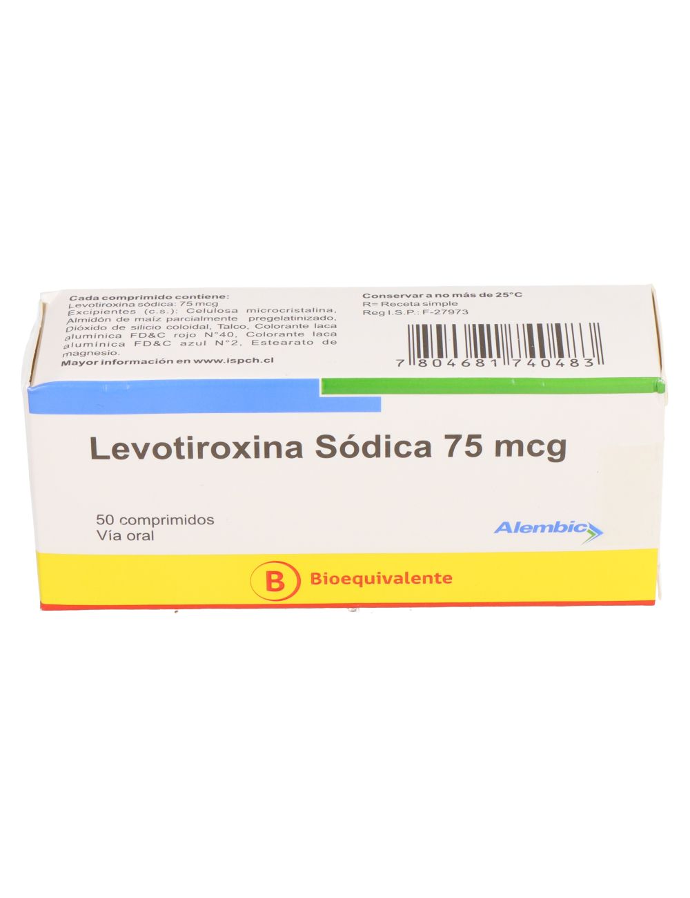 CENABAST LEVOTIROXINA 75 MCG CAJ 50 CM
