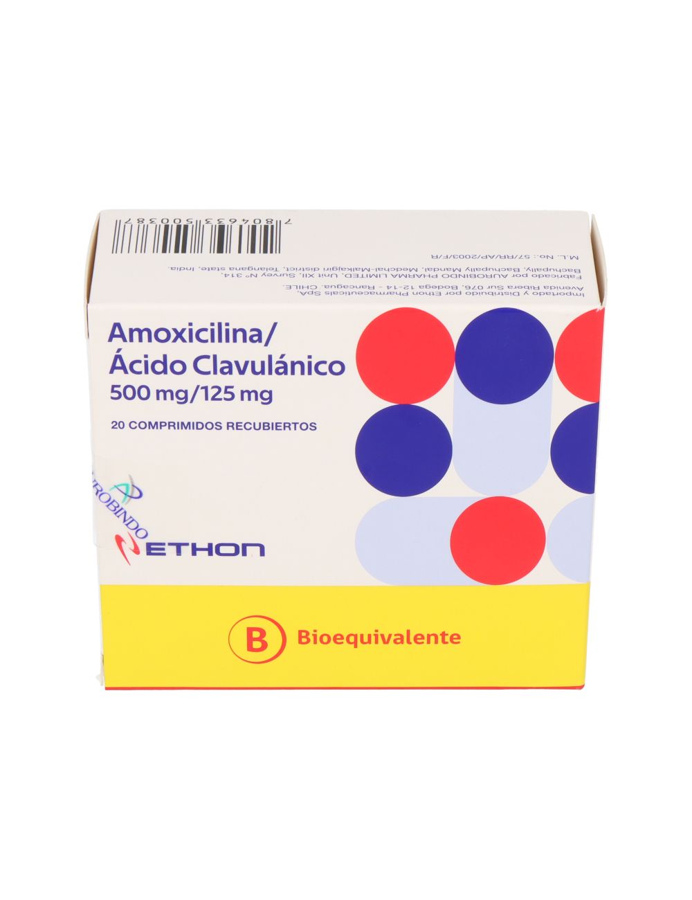 AMOXICILINA ACIDO CLAVULANICO 500/125 MG 20 COMPRIMIDOS RECUBIERTOS ...