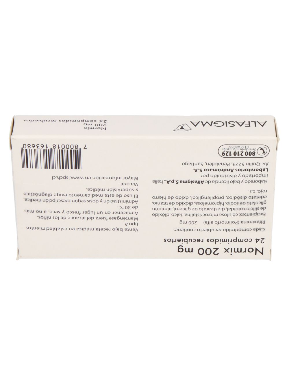 NORMIX RIFAXIMINA POLIMORFO ALFA 200 MG 24 COMPRIMIDOS RECUBIERTOS LAB ...