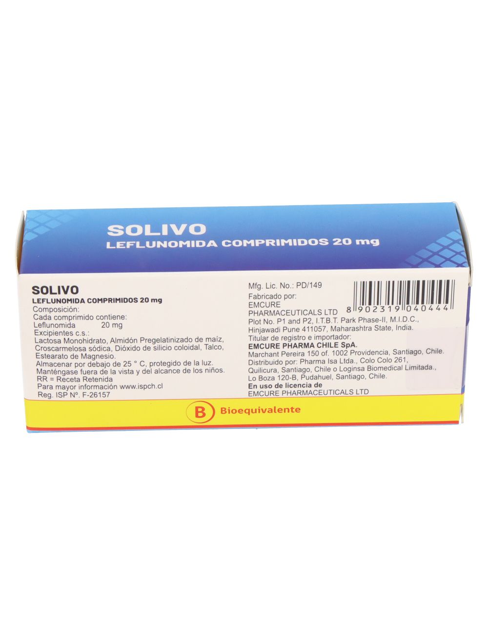 SOLIVO LEFLUNOMIDA 20 MG 60 COMPRIMIDOS BIOEQUIVALENTE LABORATORIO ...