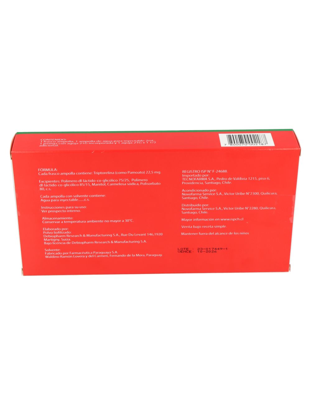 DECAPEPTYL TRIPTORELINA 22,5 MG PARA SUSPENSION INYECTABLE 1 FRASCO ...