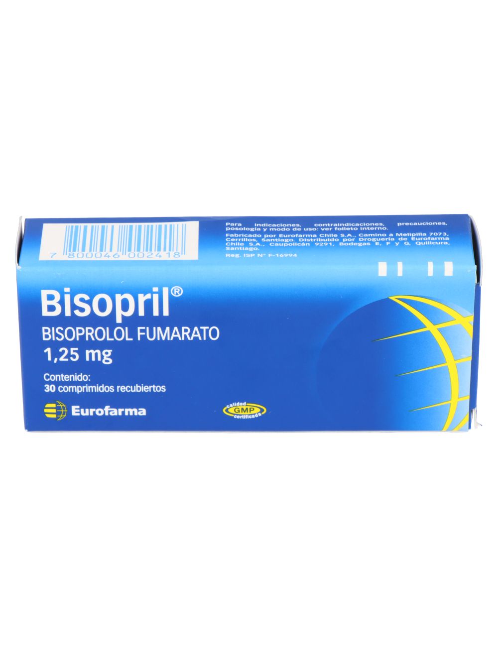 BISOPROLOL FUMARATO BISOPRIL 1.25 MG 30 COMPRIMIDOS RECUBIERTOS EUROFARMA