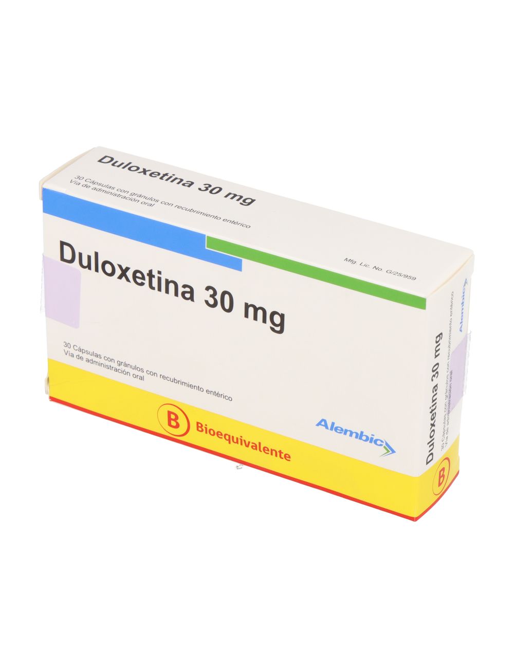 DULOXETINA 30 MG 30 CAPSULAS BIOEQUIVALENTE LABORATORIO ALEMBIC CENABAST