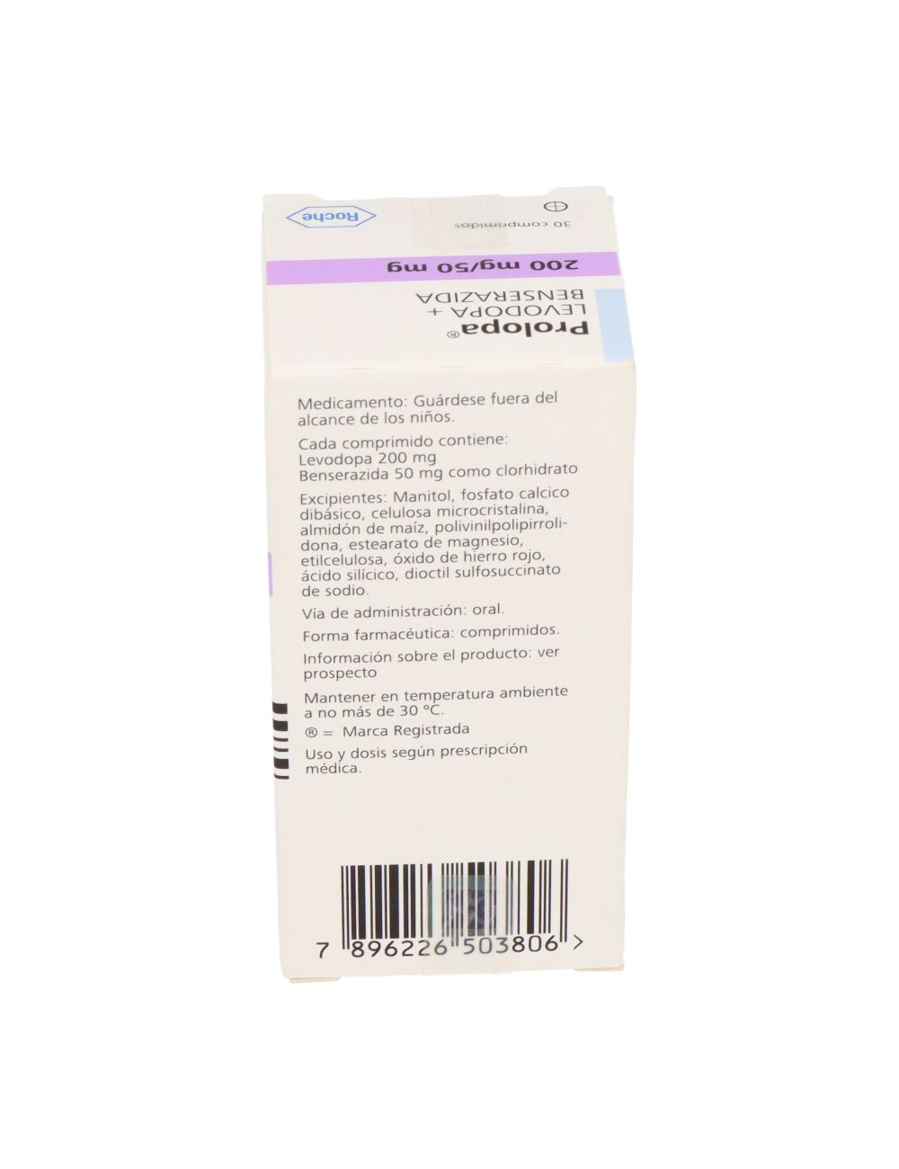 PROLOPA LEVODOPA BENSERAZIDA 200MG/50MG 30 COMPRIMIDOS LABORATORIO ...