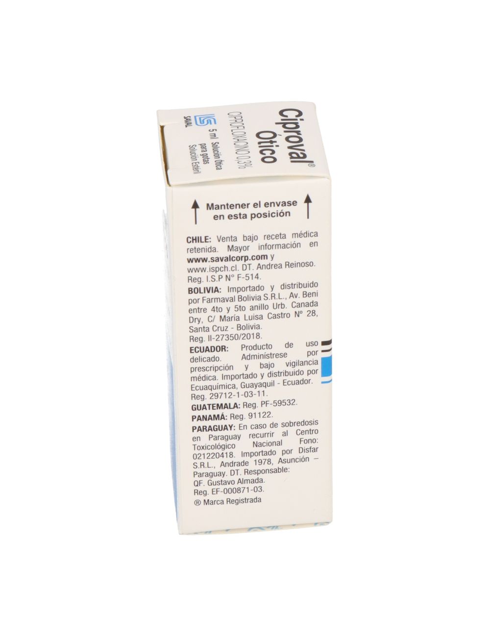 CIPROVAL OTICO CIPROFLOXACINO 0.3 % SOLUCION OTOLOGICA 5 ML LABORATORIO ...