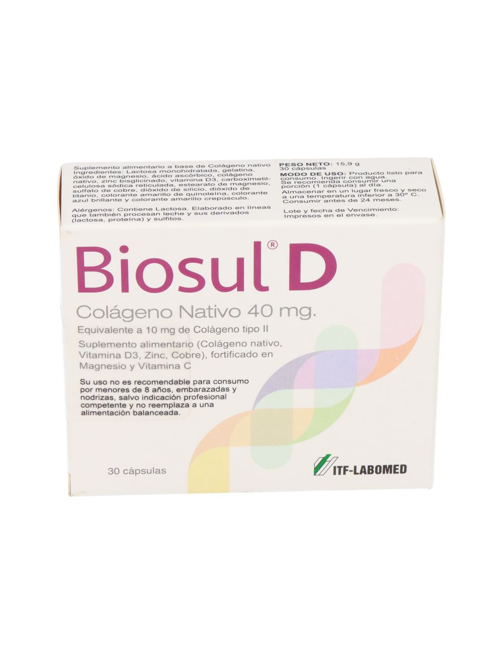 BIOSUL D COLAGENO NATIVO 40 MG 30 CAPSULAS LABORATORIO ITF-LABOMED