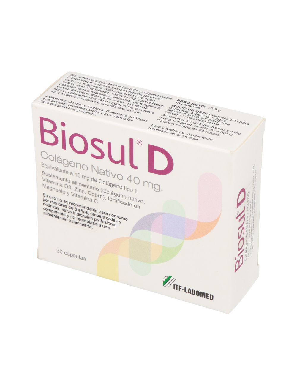 BIOSUL D COLAGENO NATIVO 40 MG 30 CAPSULAS LABORATORIO ITF-LABOMED