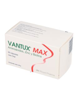 VANTUX MAX AMINOACIDOS, ZINC Y BIOTINA 60 CAPSULAS LABORATORIO ROYAL PHARMA