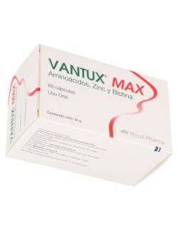VANTUX MAX AMINOACIDOS, ZINC Y BIOTINA 60 CAPSULAS LABORATORIO ROYAL PHARMA
