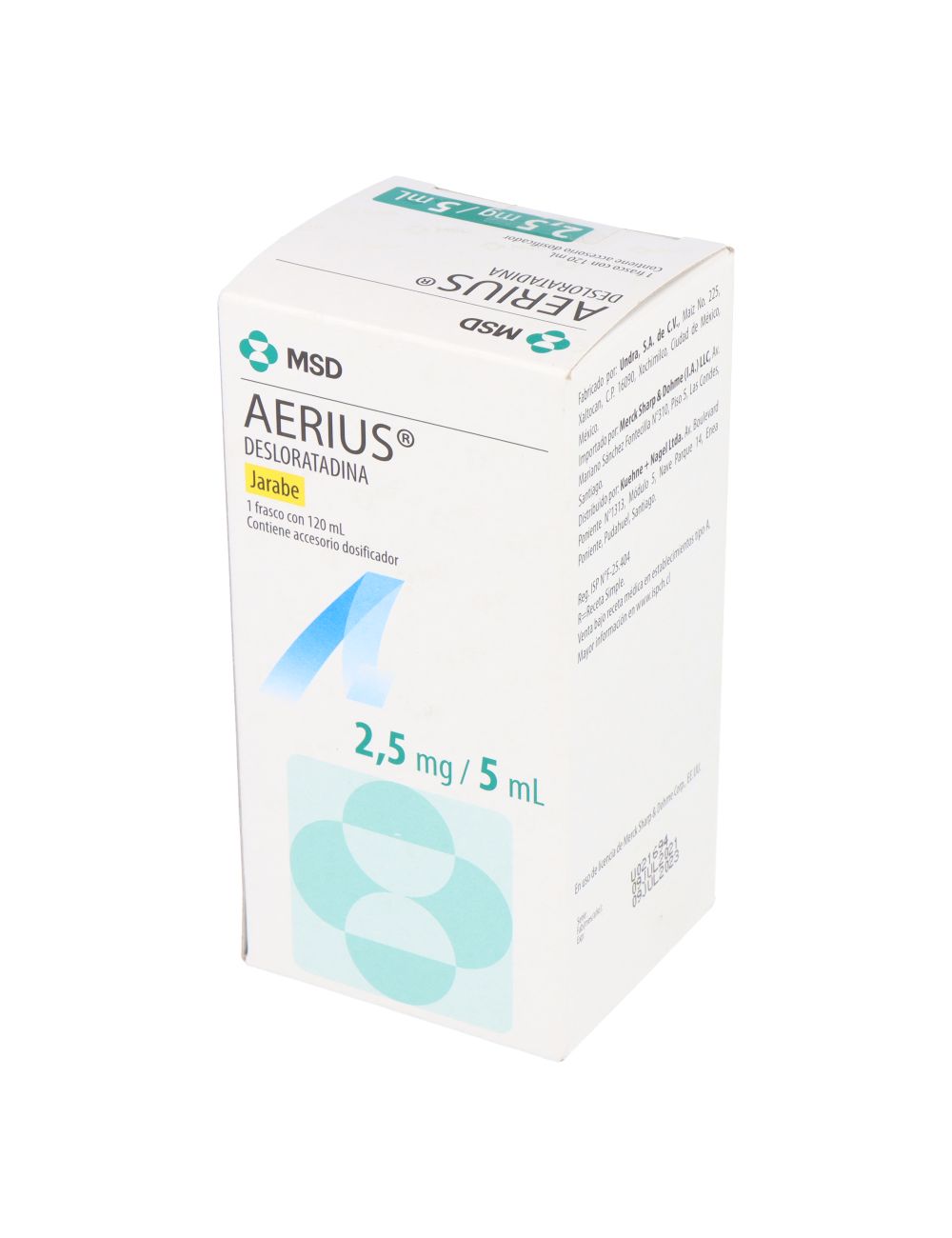 DESLORATADINA AERIUS 2.5 MG/5 ML 120 MLSOLUCION ORAL ORGANON MERCK