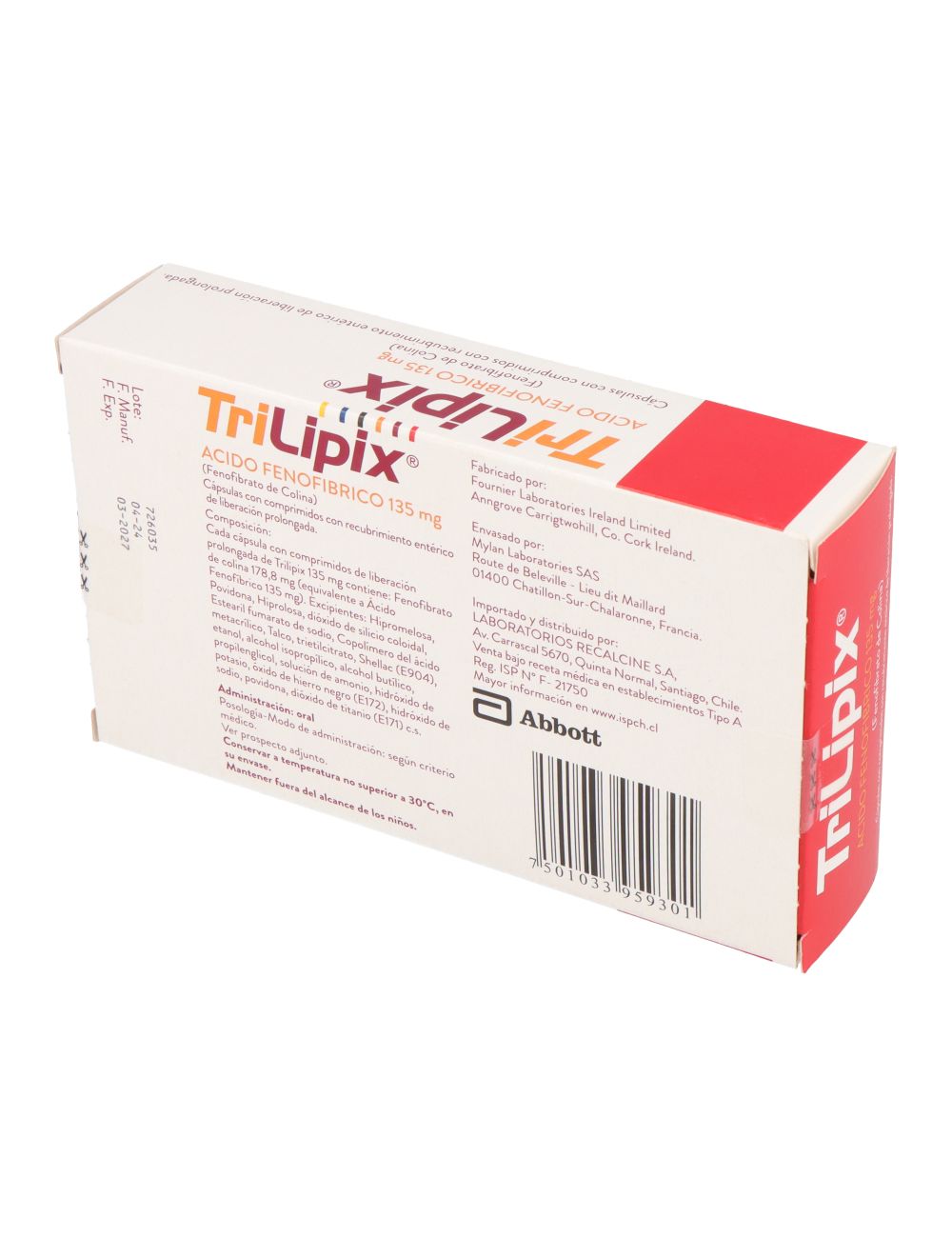 TRILIPIX ACIDO FENOFIBRICO 135 MG FENOFIBRATO DE COLINA 30 CAPSULAS ...