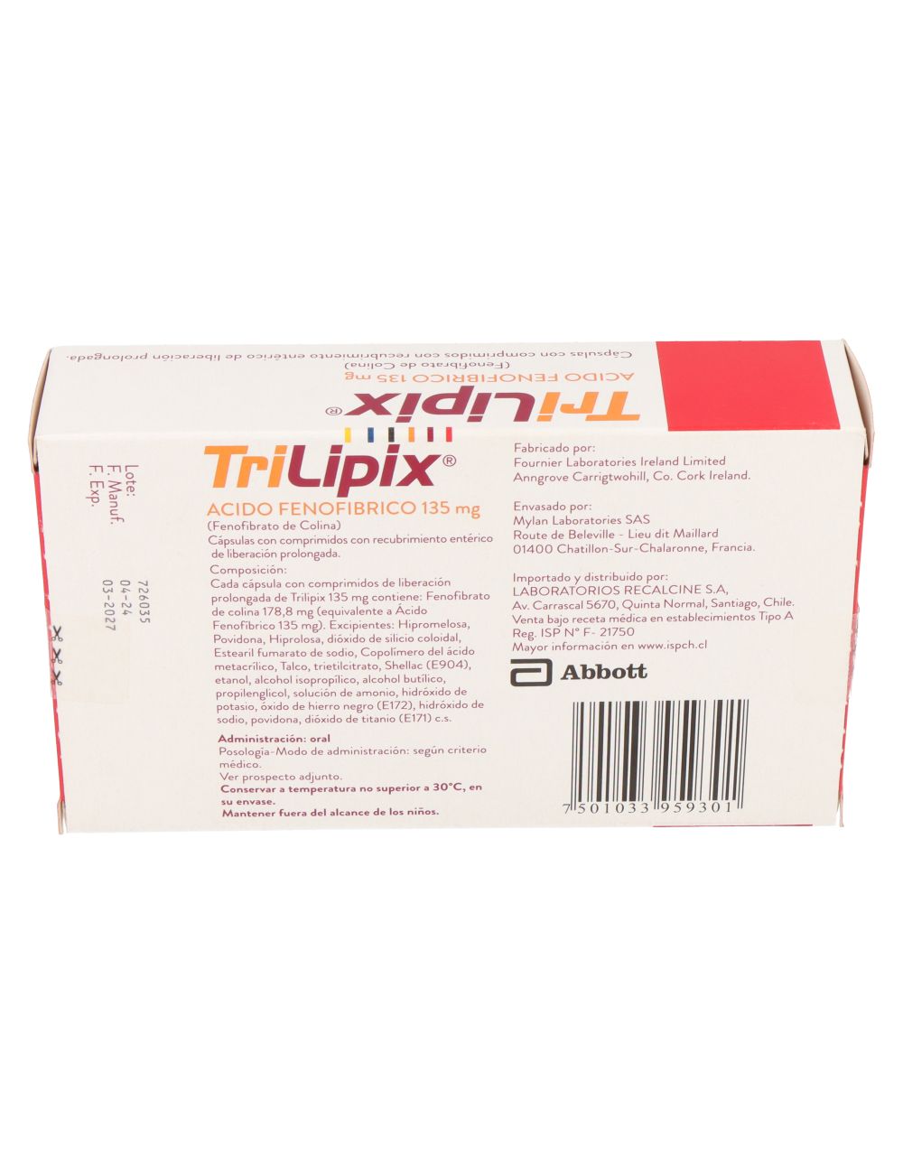 TRILIPIX ACIDO FENOFIBRICO 135 MG FENOFIBRATO DE COLINA 30 CAPSULAS ...